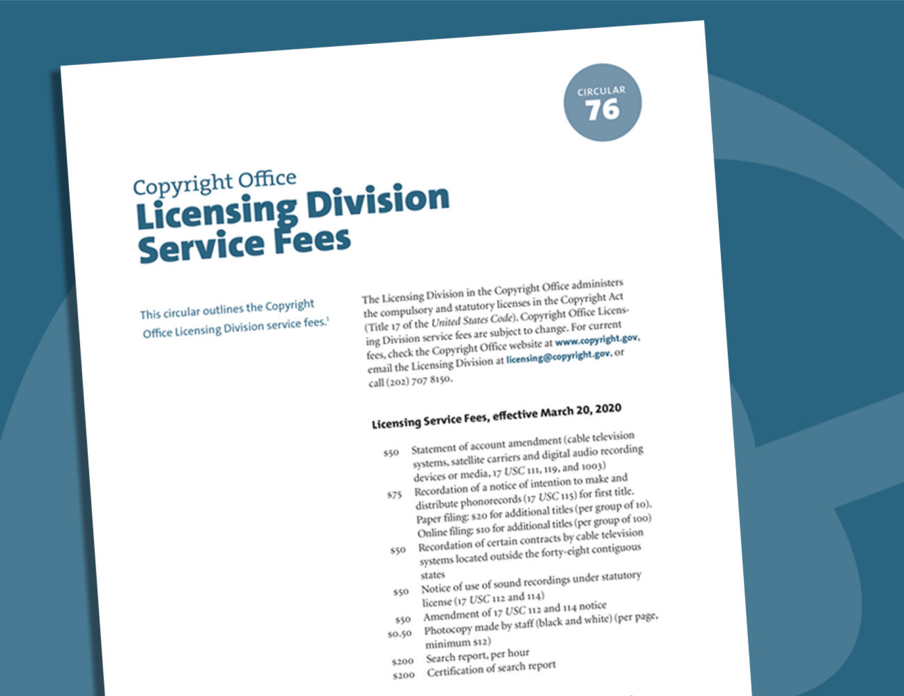 Licensing Fees | U.S. Copyright Office